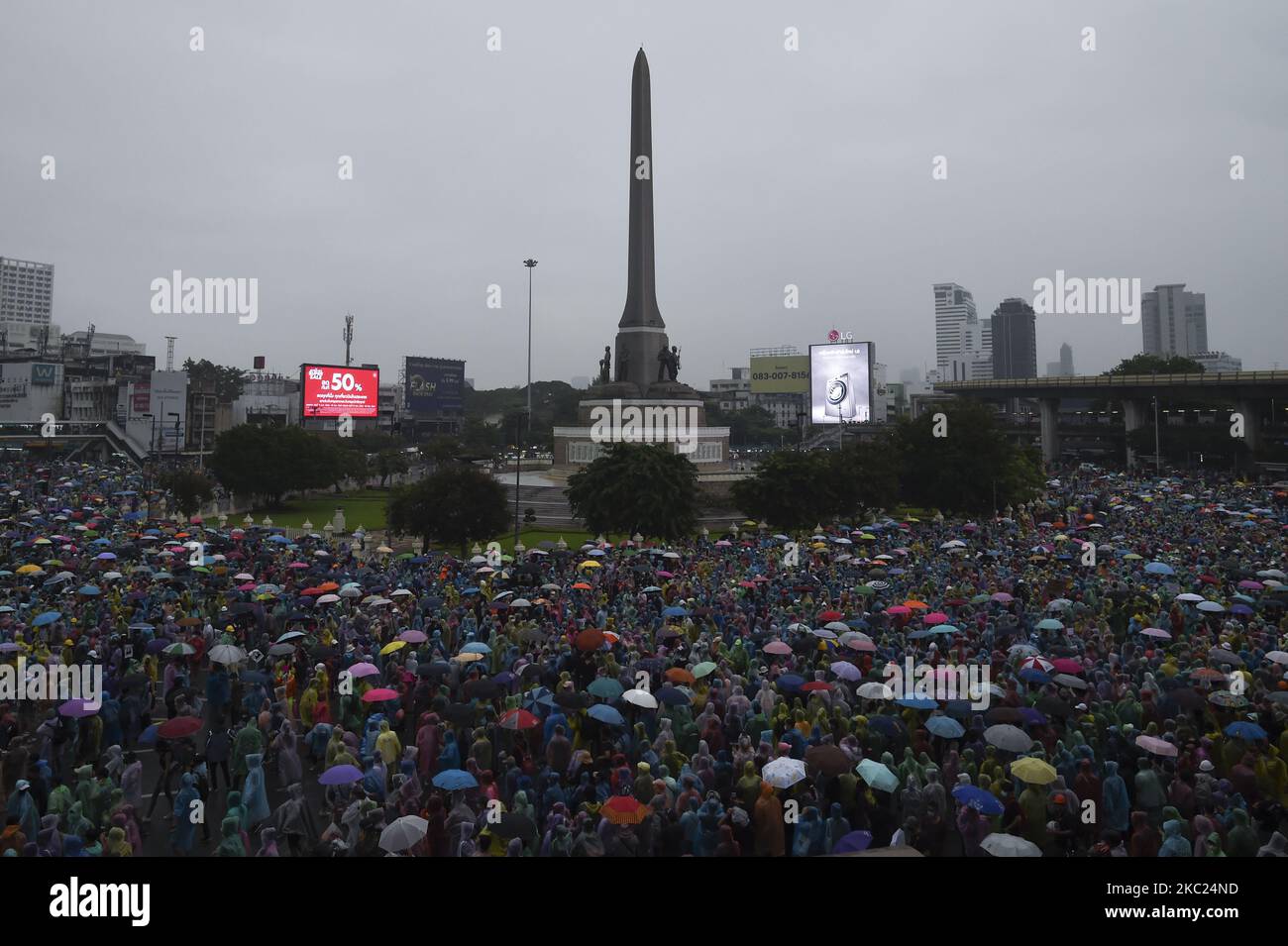 Thai protesters gather at the Victory Monument during an anti ...