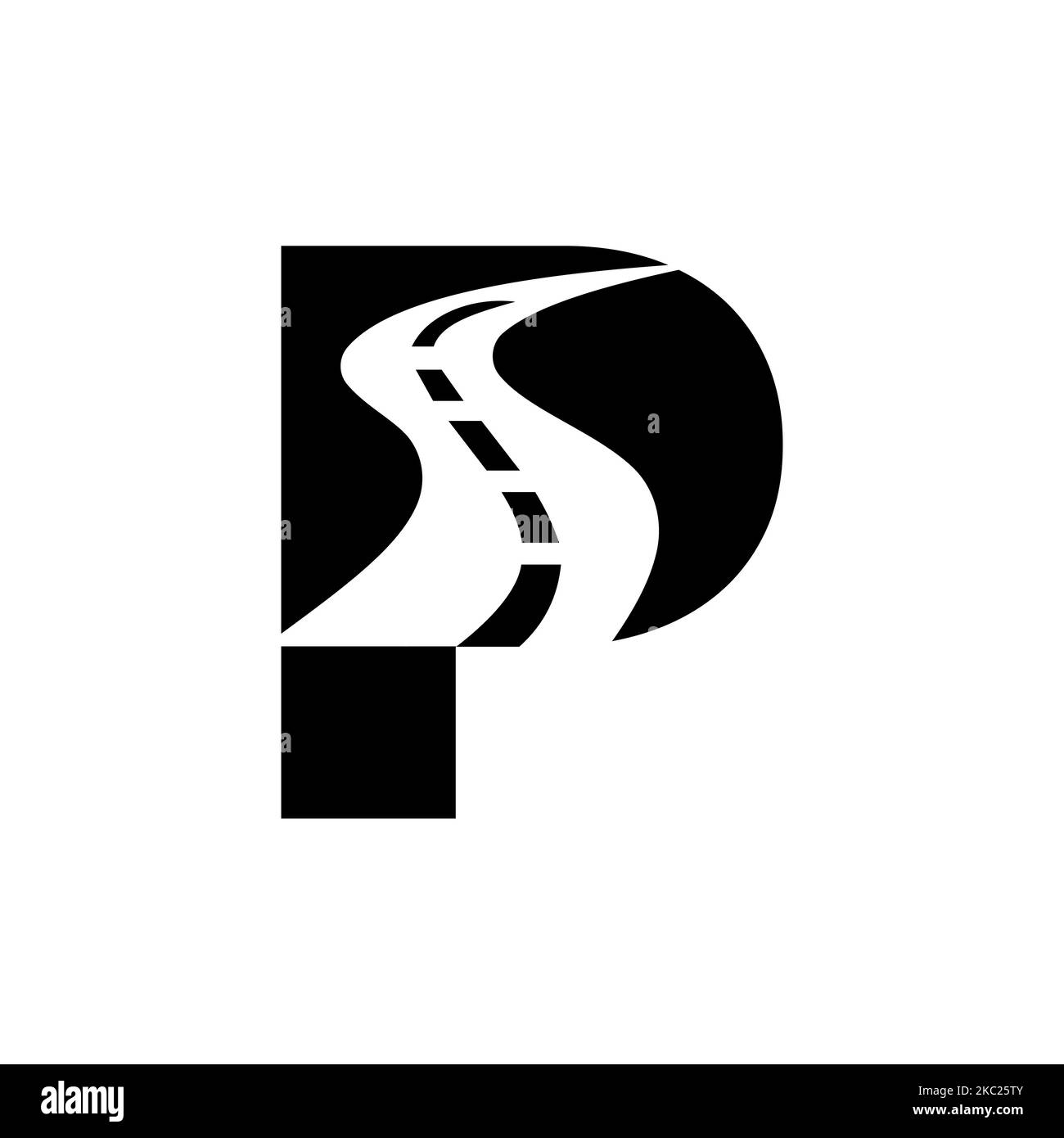 Initial Letter P Road Logo For Travel And Transportation Sign Vector ...