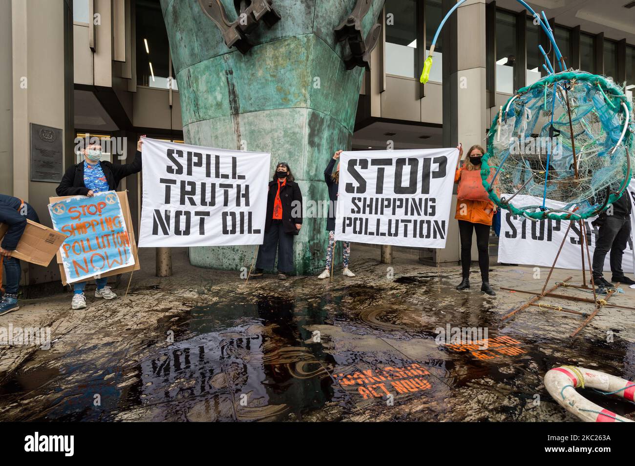 Activists from The Ocean Rebellion stage a protest outside the UN's ...