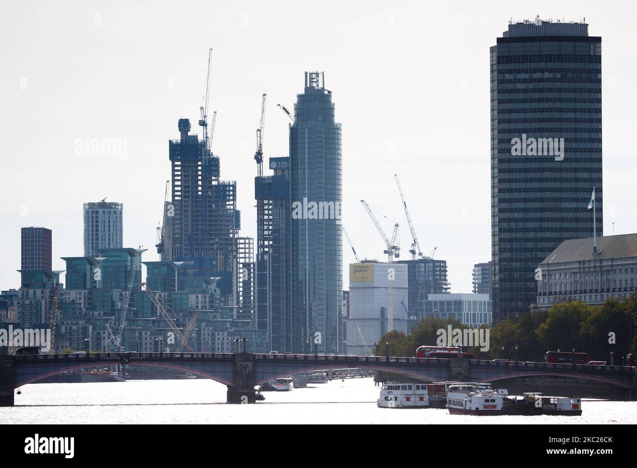 Construction work continues on high-rise buildings beside the River ...