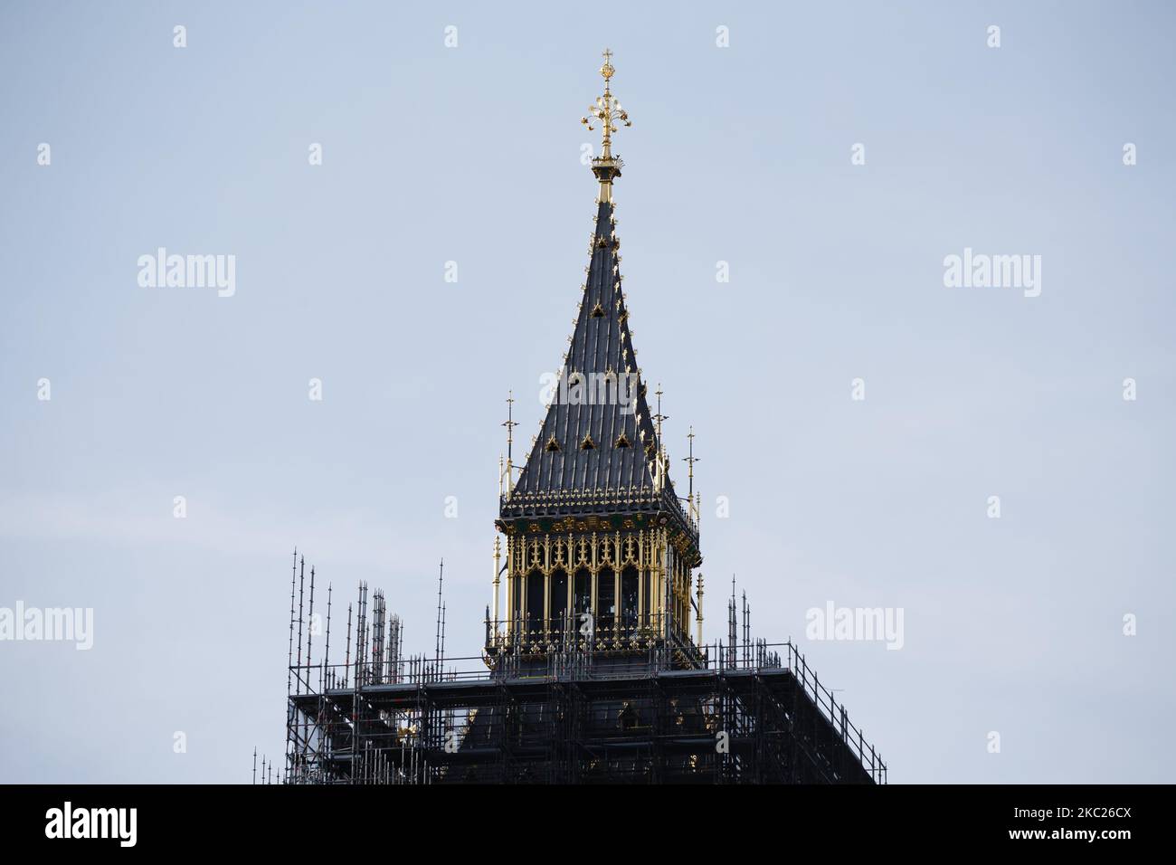 The spire of the Elizabeth Tower of the Houses of Parliament, commonly ...