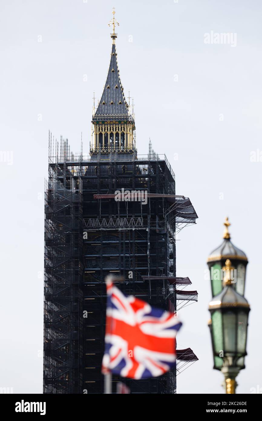 The spire of the Elizabeth Tower of the Houses of Parliament, commonly ...
