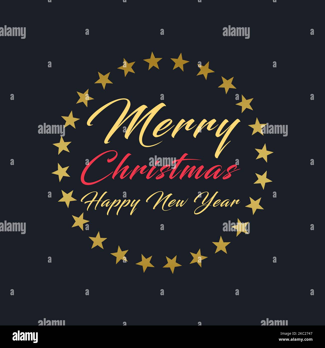 Merry Christmas and Happy New Year lettering typographic with golden ...
