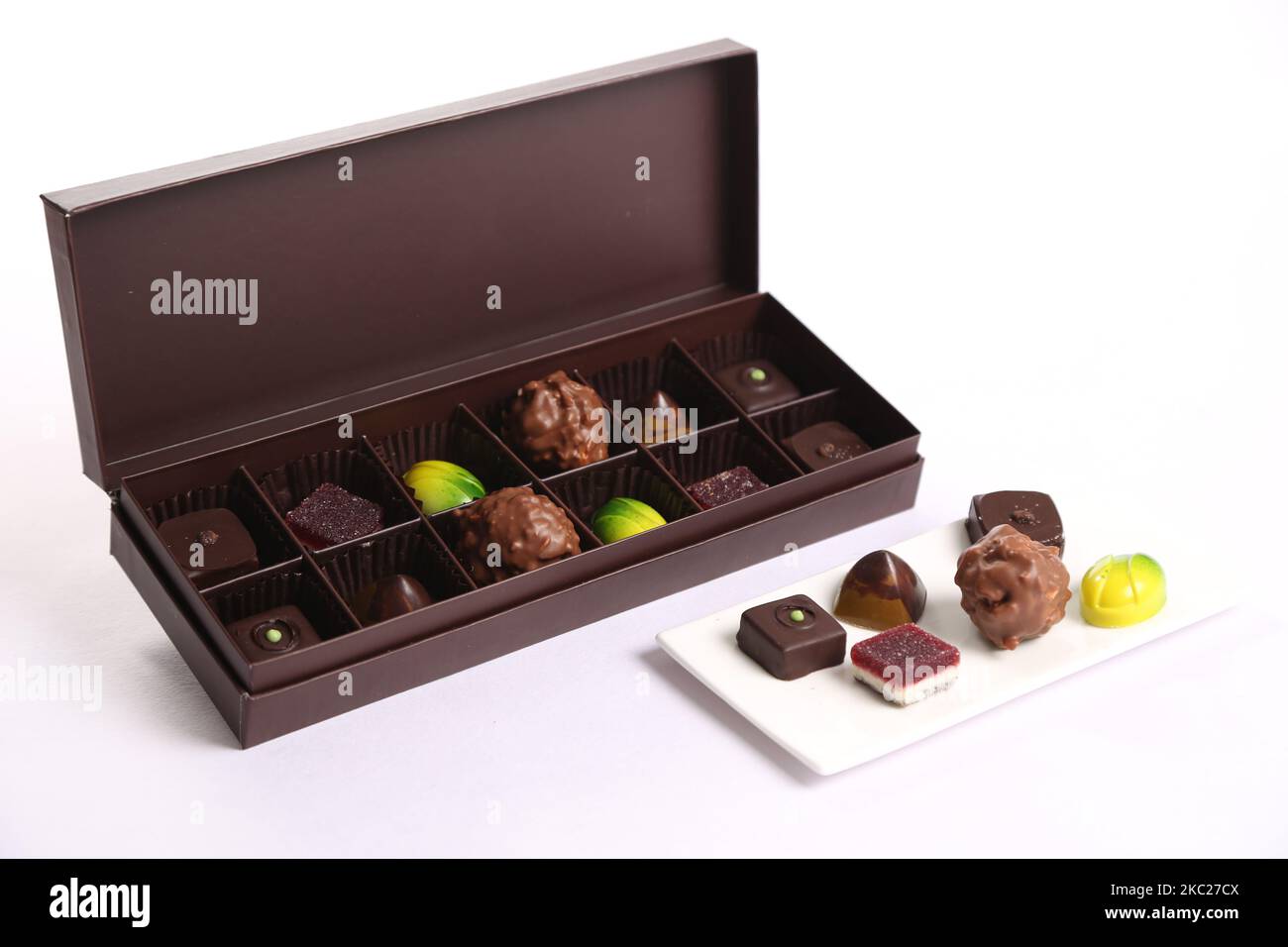 An assortment of luxury chocolate candies in a box Stock Photo - Alamy