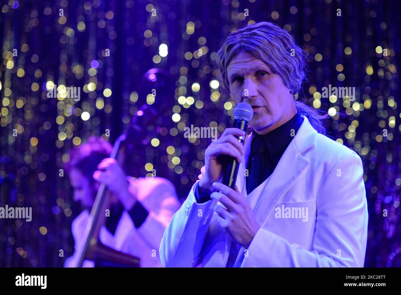 Actor Grzegorz Lukawski performing during a media rehearsal of 'Ameri ...