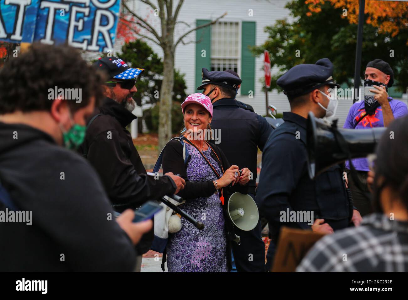 A Trump supporter smiles towards anti Trump supporters A local farmer ...