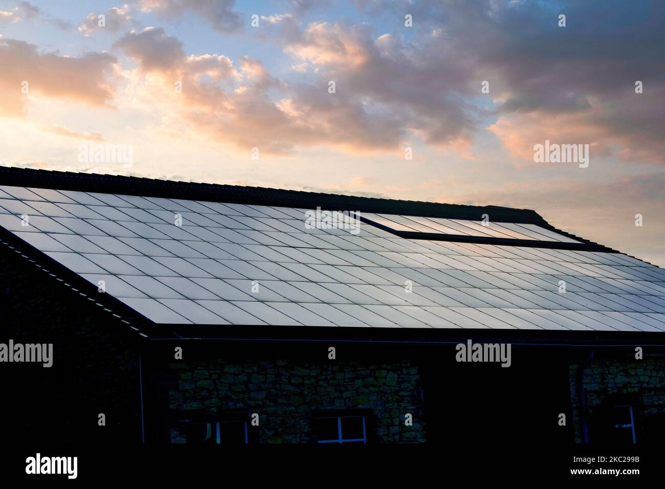 A Roof of house with solar panels, sustainable development concept ...