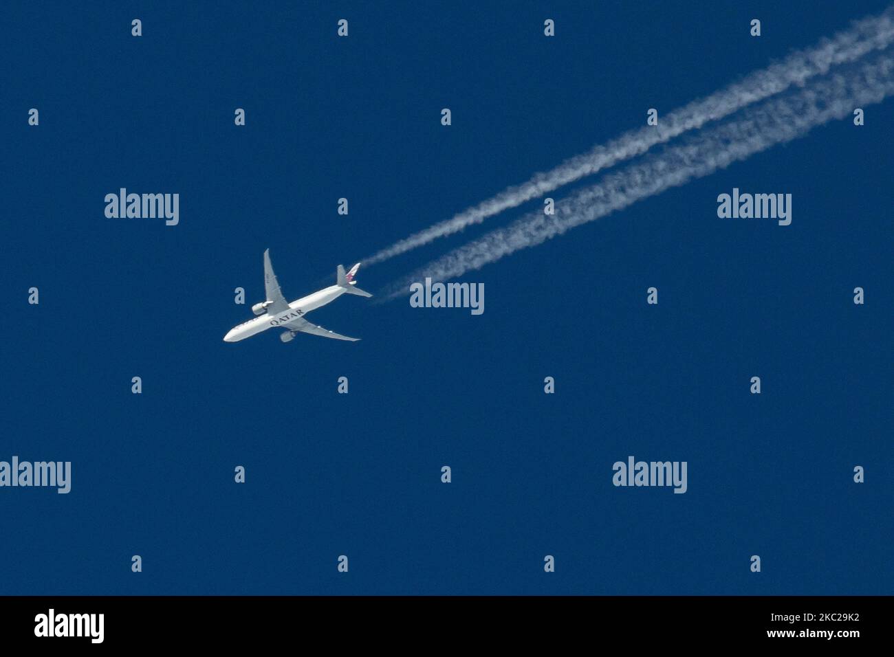 Qatar Airways passenger Boeing 777-300ER commercial airplane with the ...