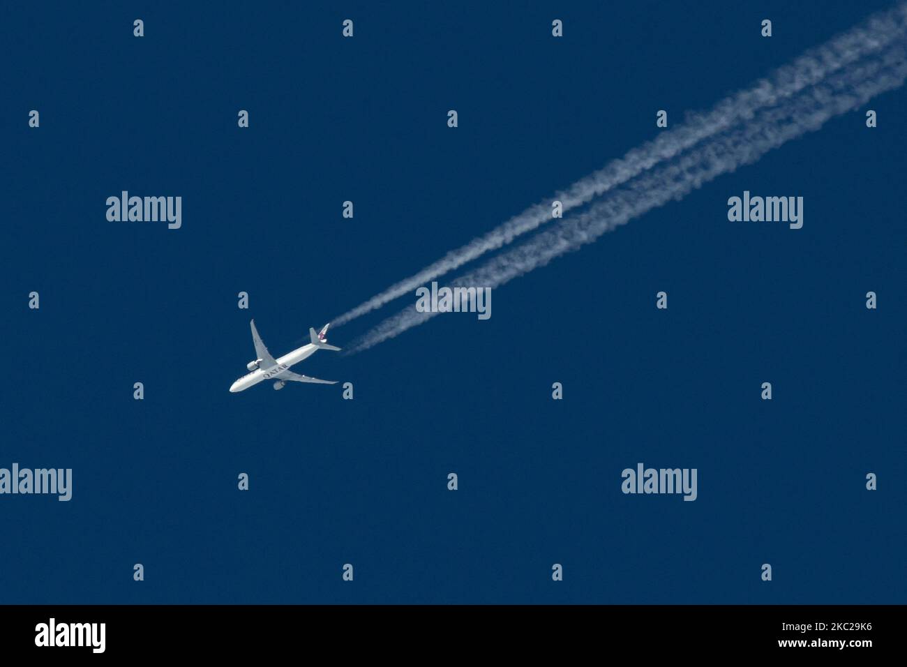 Qatar Airways passenger Boeing 777-300ER commercial airplane with the ...