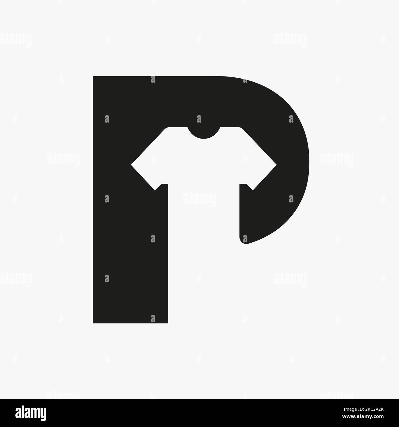 Letter P Logo Concept With T Shirt Vector Template For Garments And ...
