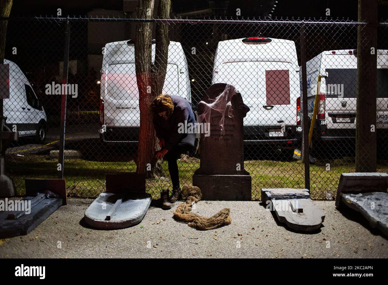 Workers put the finishing touches on Toronto's Haunted drive-thru ...