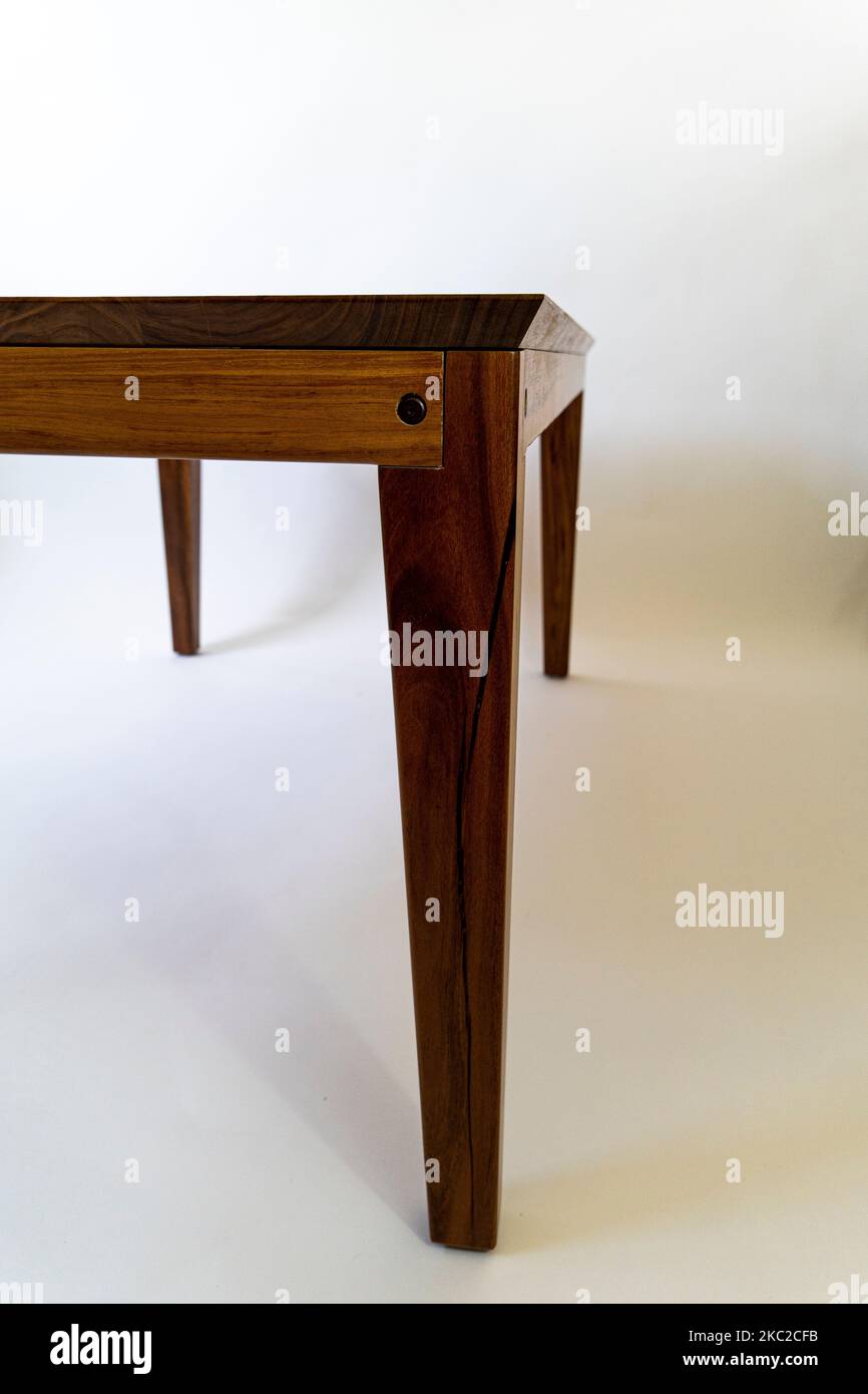 designer coffee table, solid wood base and top in terrazzo, oak wood on ...