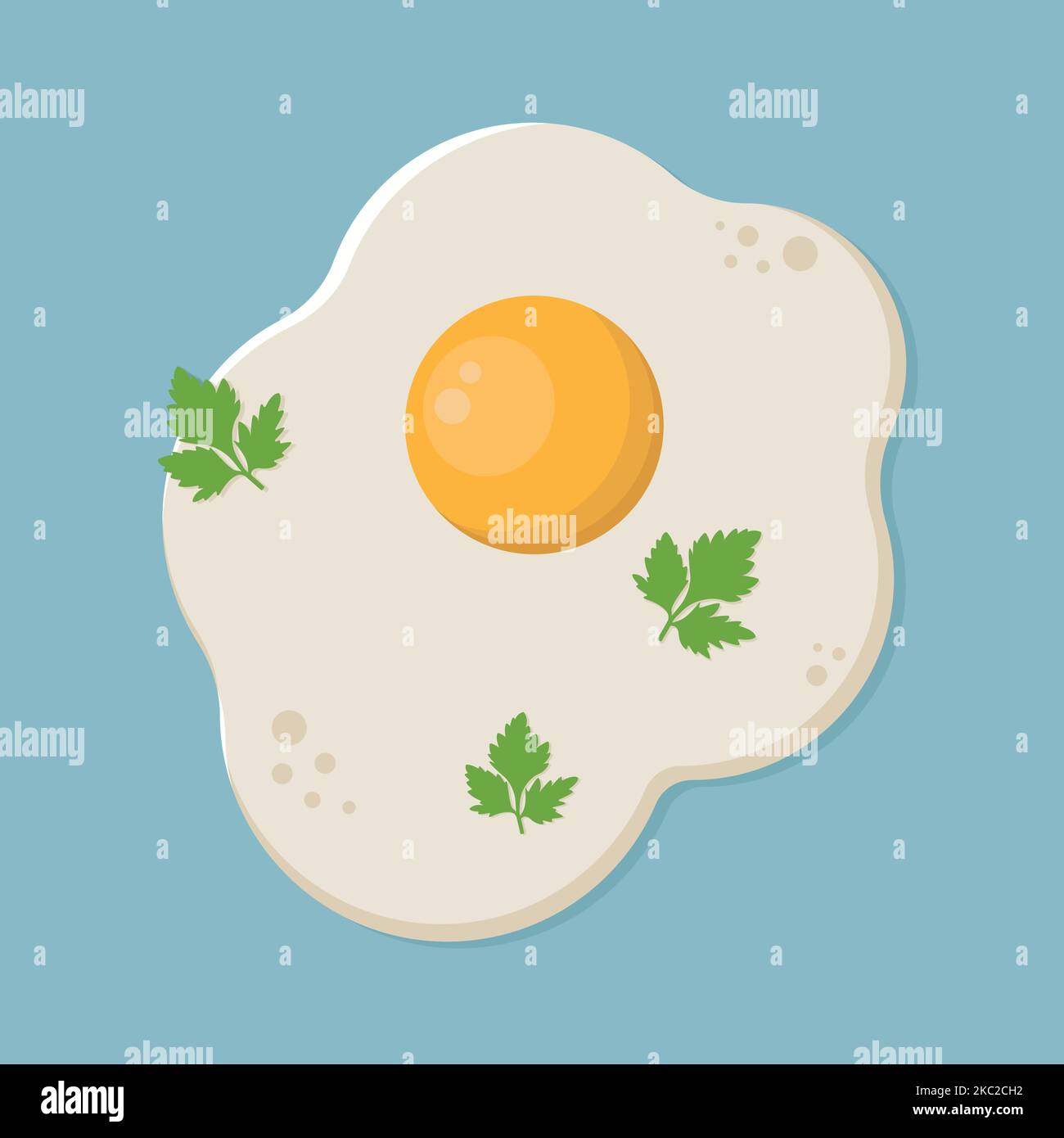 Fried egg isolated on blue background. Vector illustration in cartoon flat style Stock Vector ...