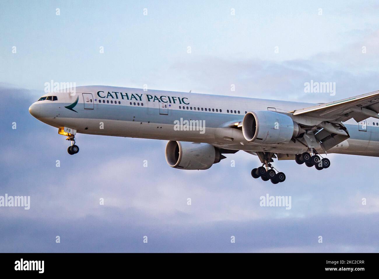 Cathay Pacific Boeing 777 aircraft as seen on final approach flying and ...