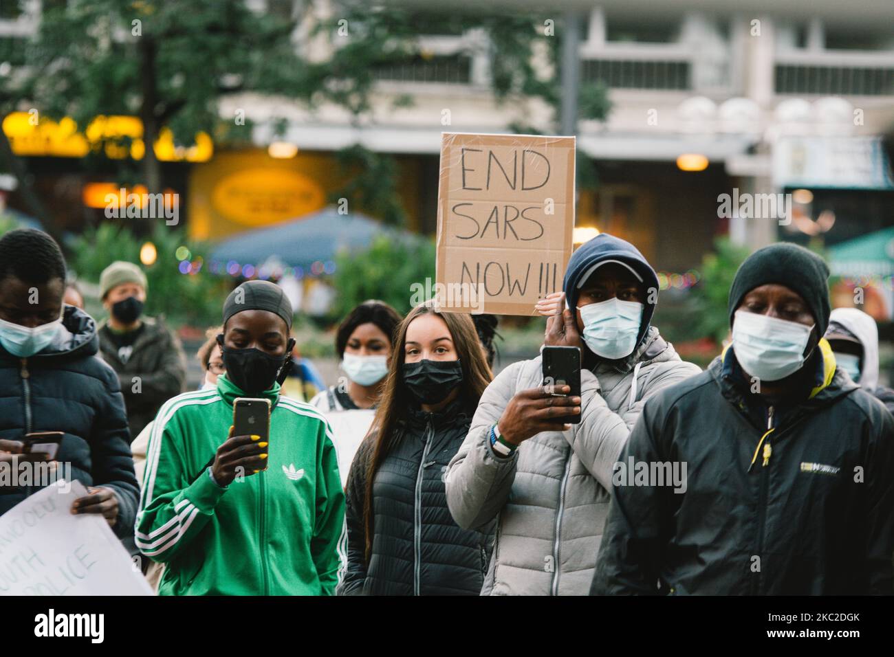 Placard " End SARS now" is seen during the protest over nigerian police ...