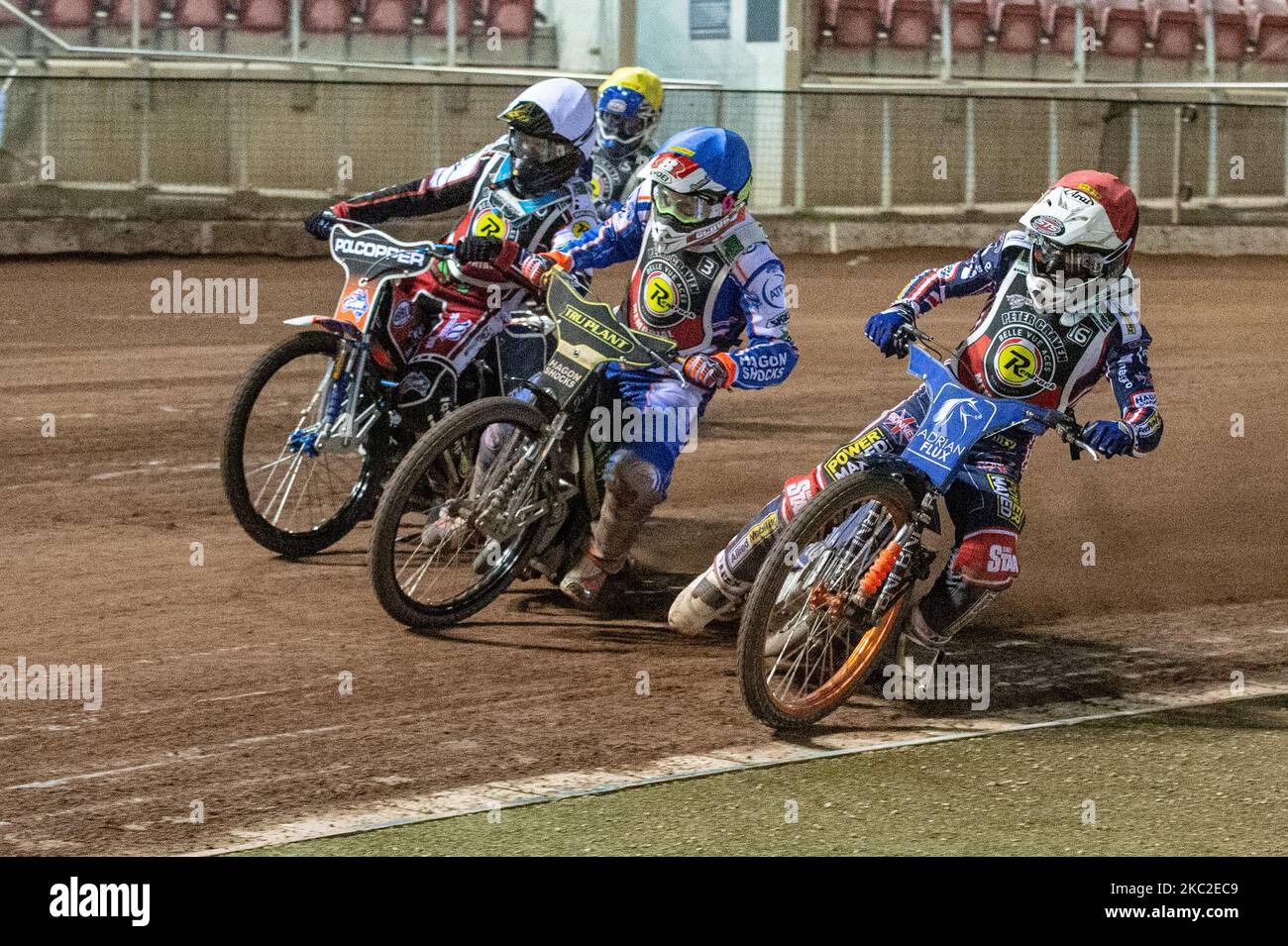 Lewis Kerr (Red) inside Jason Crump (Blue) and Brady Kurtz (White) with ...