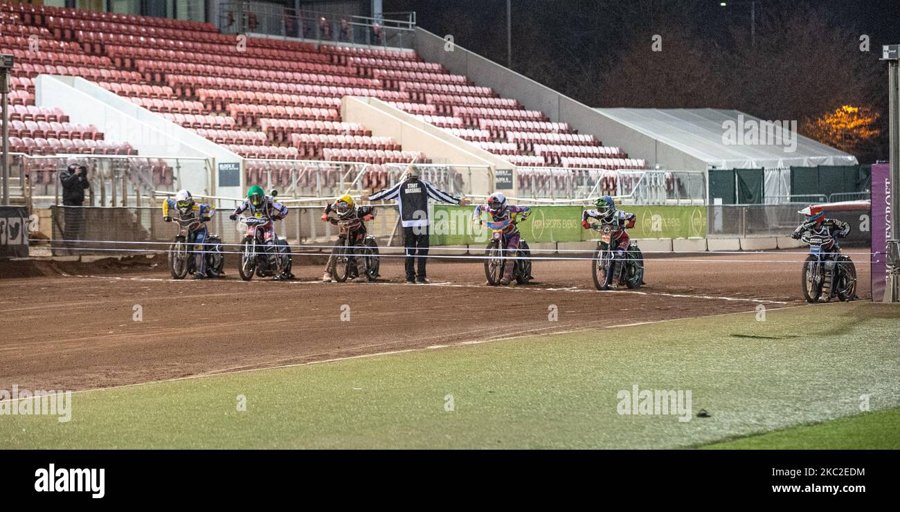The Peter Craven Memorial Trophy Final 6 Rider start during the Peter ...