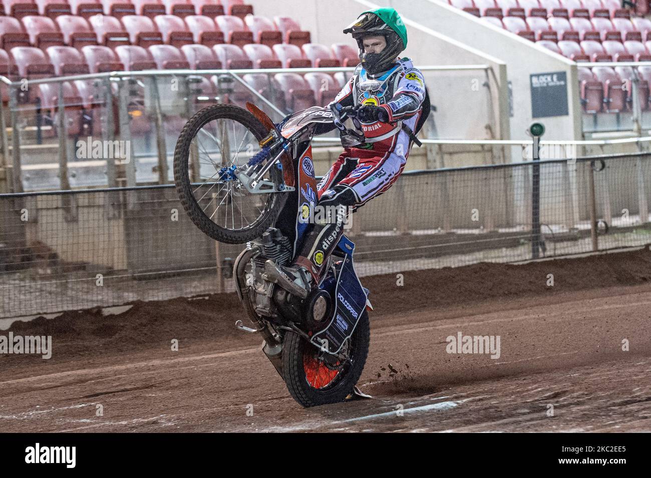 Brady Kurtz pulls a wheelie during the Peter Craven Memorial Trophy at ...