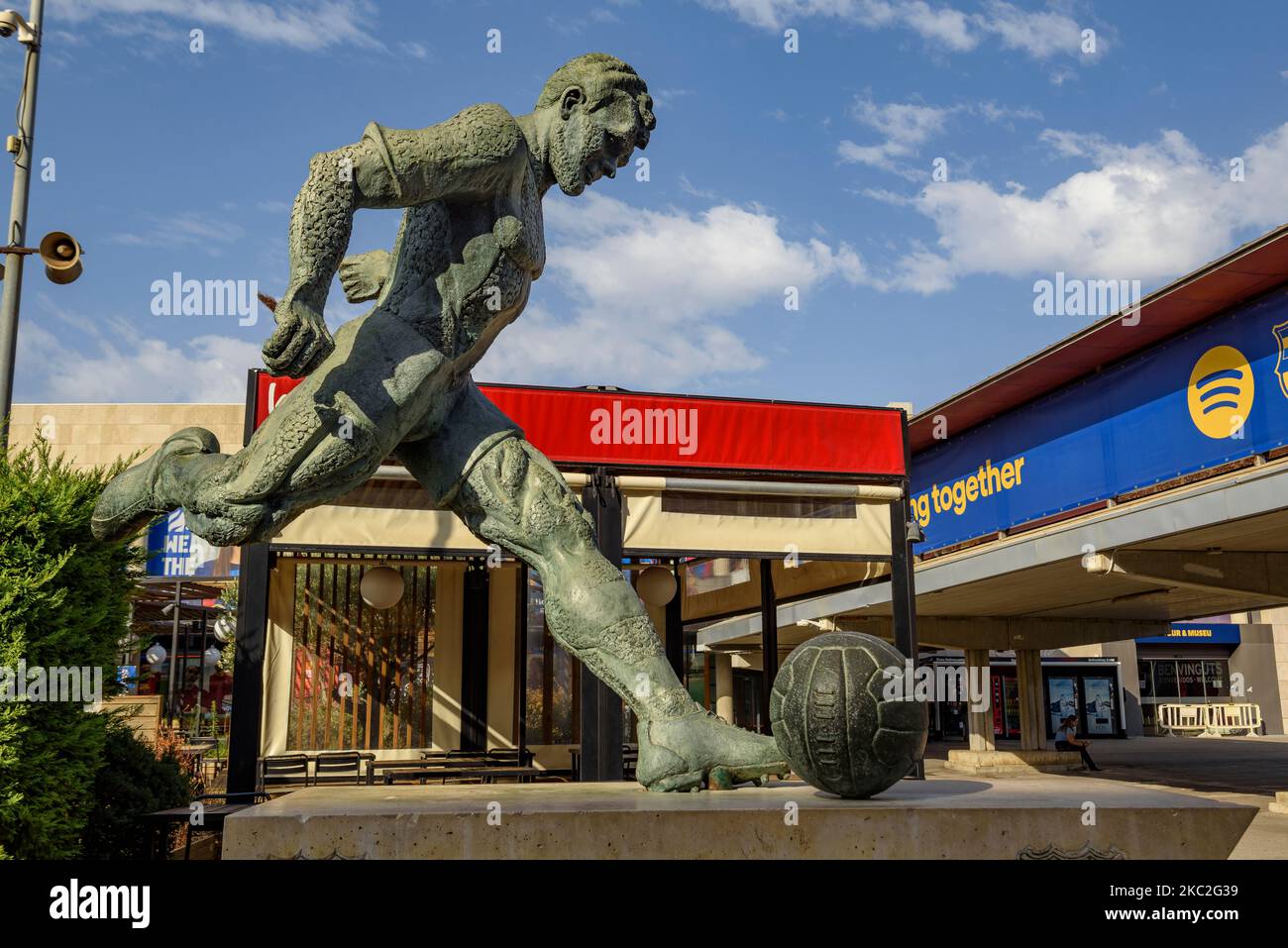 Sculpture of Kubala László in front of the Spotify Camp Nou stadium ...