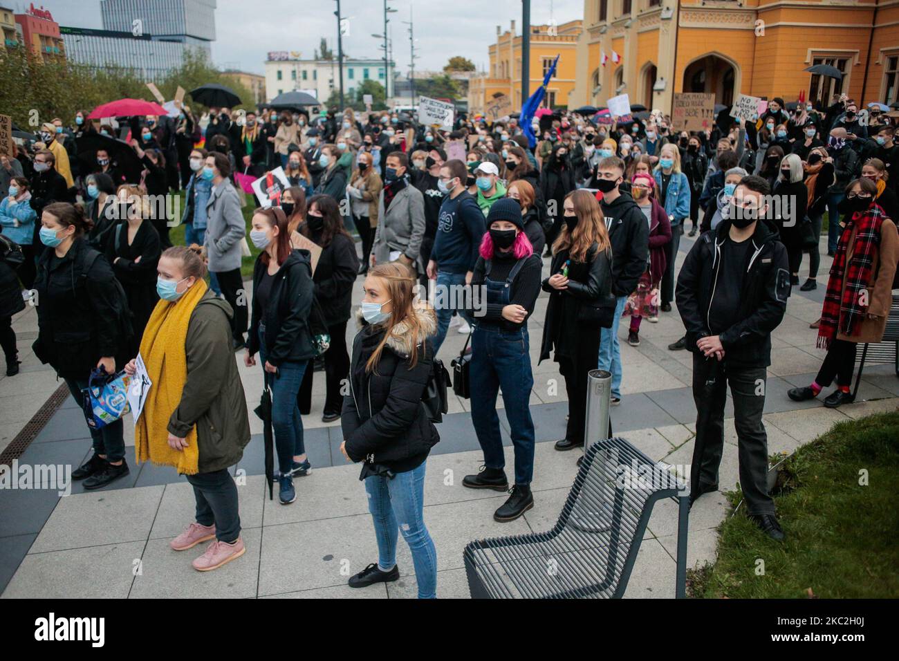 Women from Wroclaw, Poland, on October 23, 2020 demonstrated in protest ...
