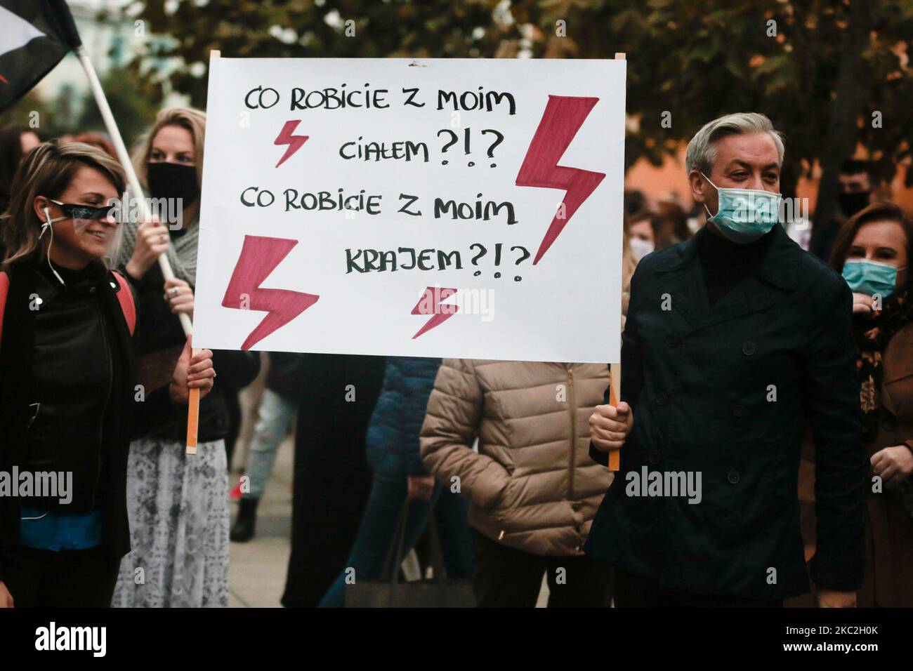 Women from Wroclaw, Poland, on October 23, 2020 demonstrated in protest ...