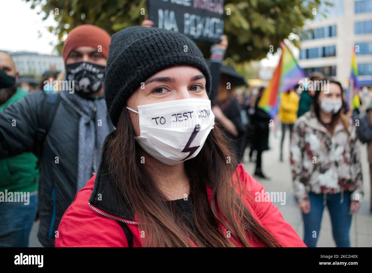 Women from Wroclaw, Poland, on October 23, 2020 demonstrated in protest ...