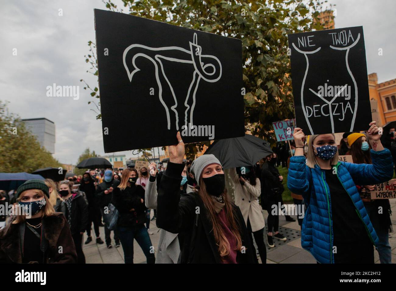 Women from Wroclaw, Poland, on October 23, 2020 demonstrated in protest ...