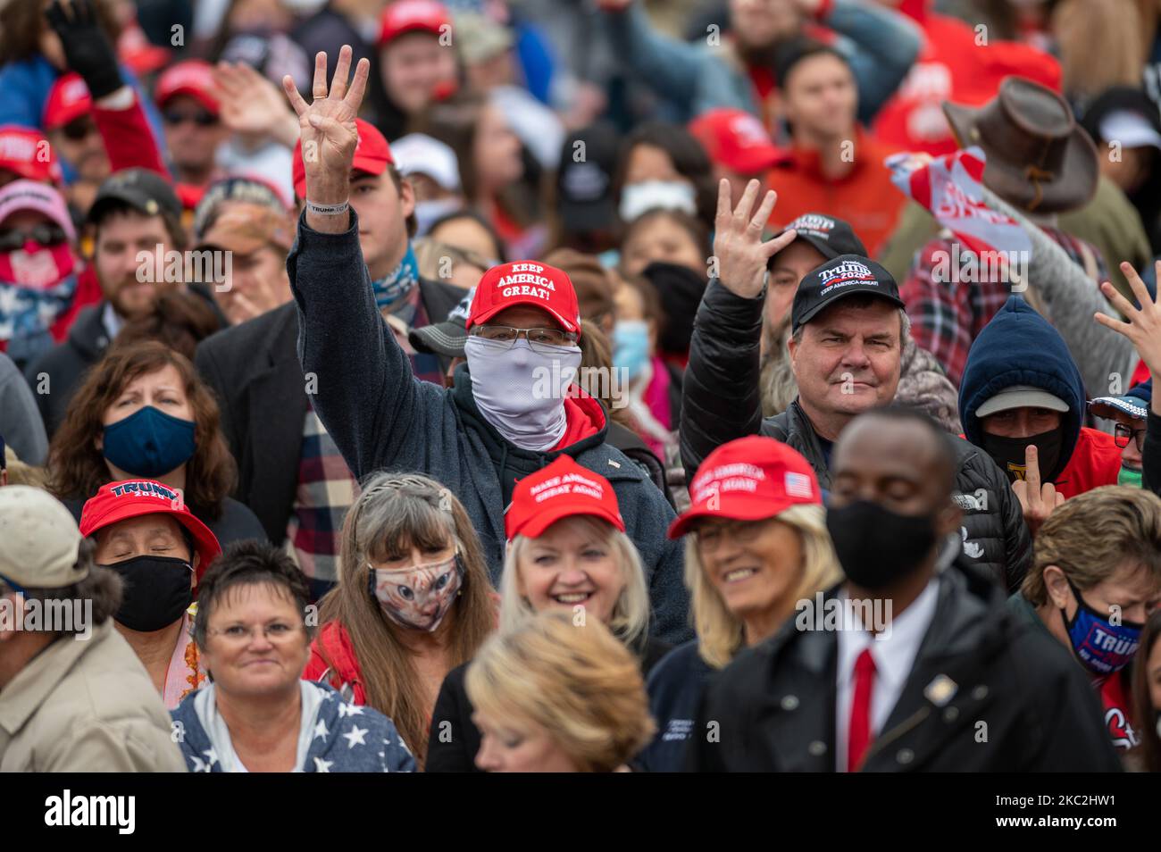 Trump supporters await the arrival of President Donald Trump during a ...