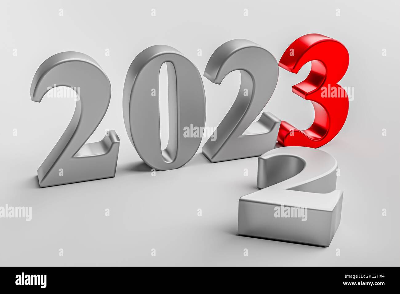 New year 2023 holiday concept. The number 2023 lies at number 2. 3d rendering Stock Photo - Alamy