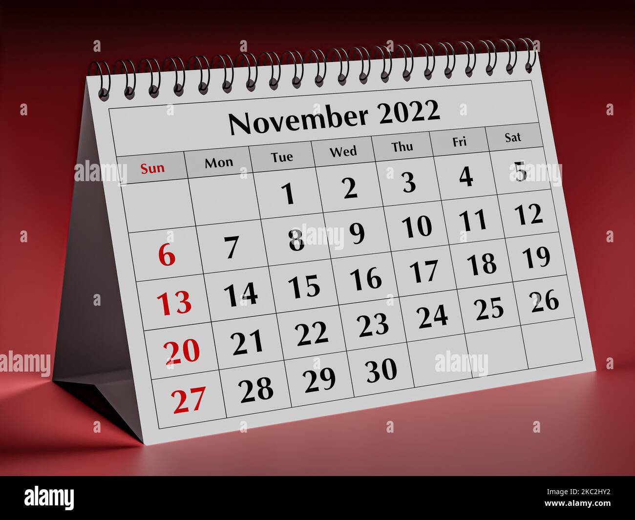 One page of the annual business desk monthly calendar. Date - month ...