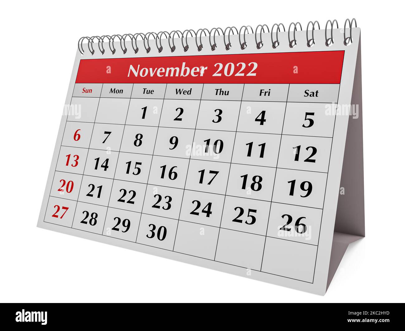 One page of the annual business desk monthly calendar. Date - month ...