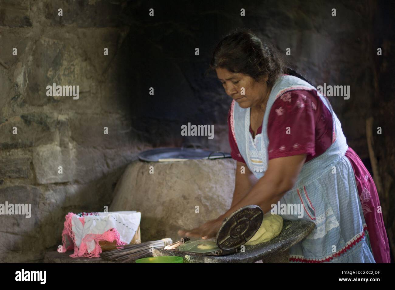 Elaboration of the traditional mexican tortilla in Mexico City, Mexico ...