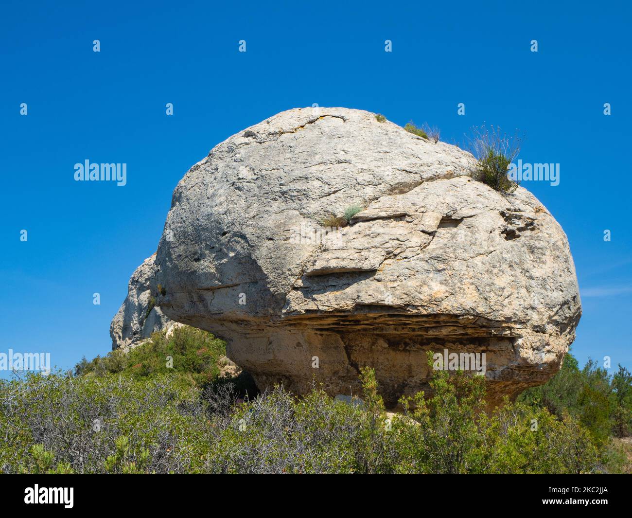 Calanques, France - May 18th 2022: A giant rock ball under the blue sky ...