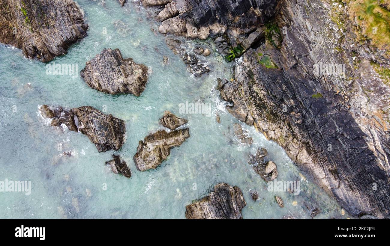 The coastline of the Atlantic Ocean, top view. Seascape. Nature of ...