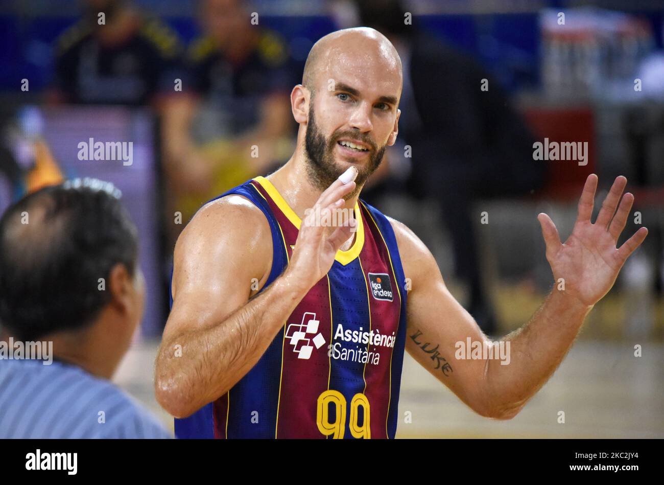 Nick Calathes during the match between FC Barcelona and Club Basquet ...