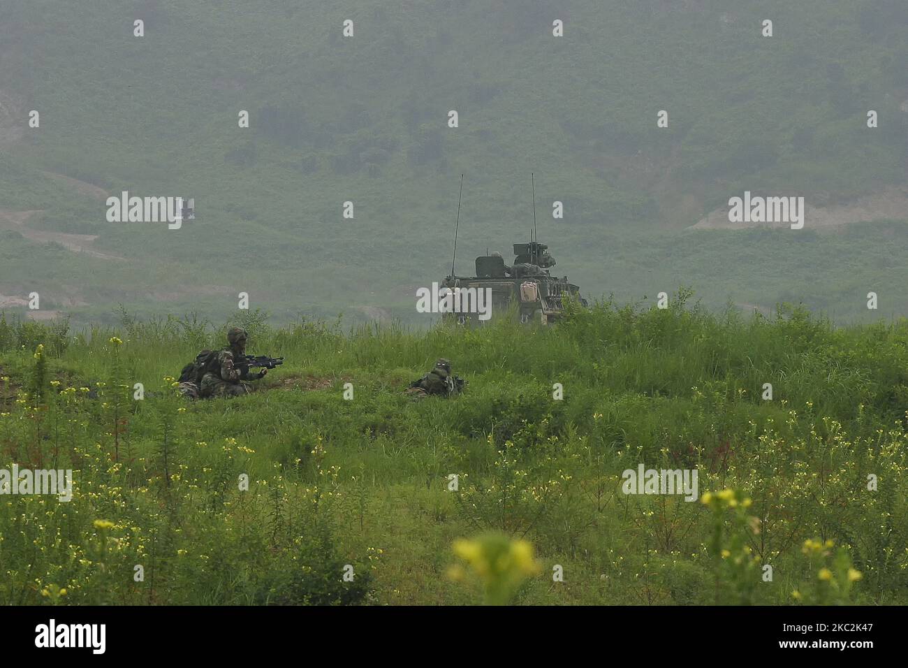 U.S. Military Stryker Brigade take part in an annual drill at Rodriguez ...