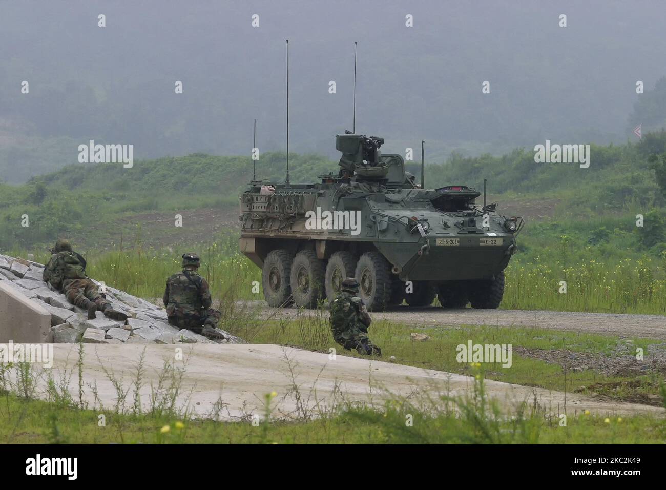 U.S. Military Stryker Brigade take part in an annual drill at Rodriguez ...