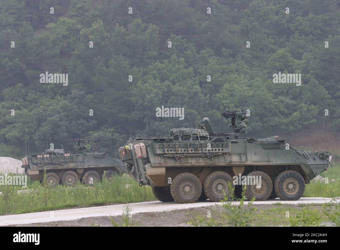 U.S. Military Stryker Brigade take part in an annual drill at Rodriguez ...