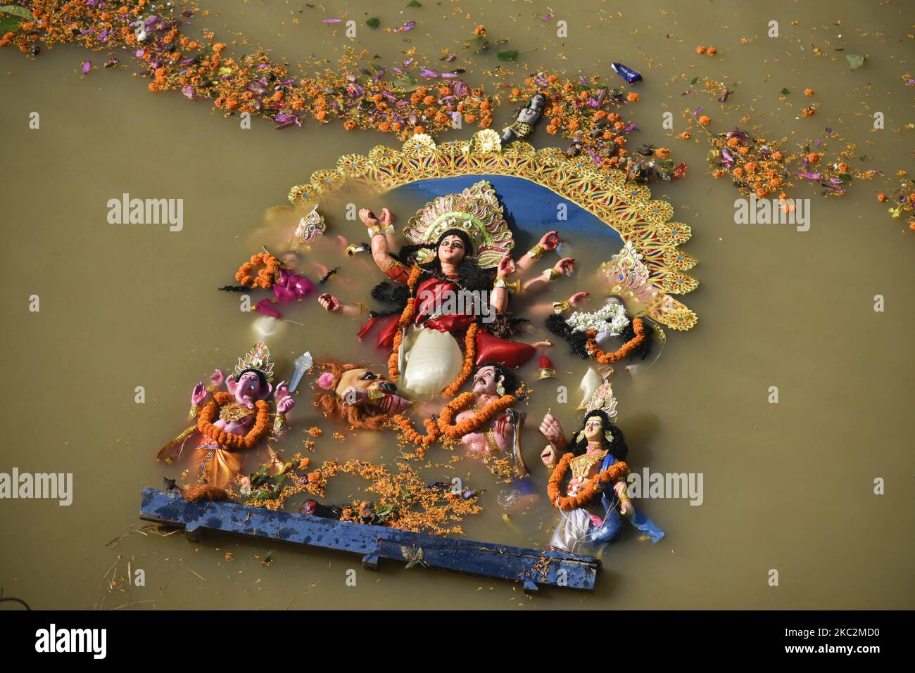 Immersed Goddess Durga in the river Brahmaputra on the last day of the ...