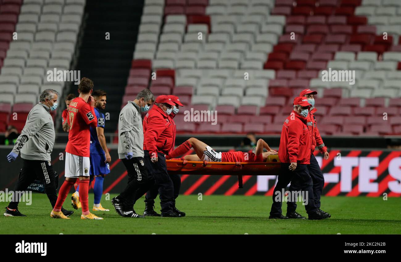 Alex Grimaldo of SL Benfica injury during the Liga NOS match between SL ...