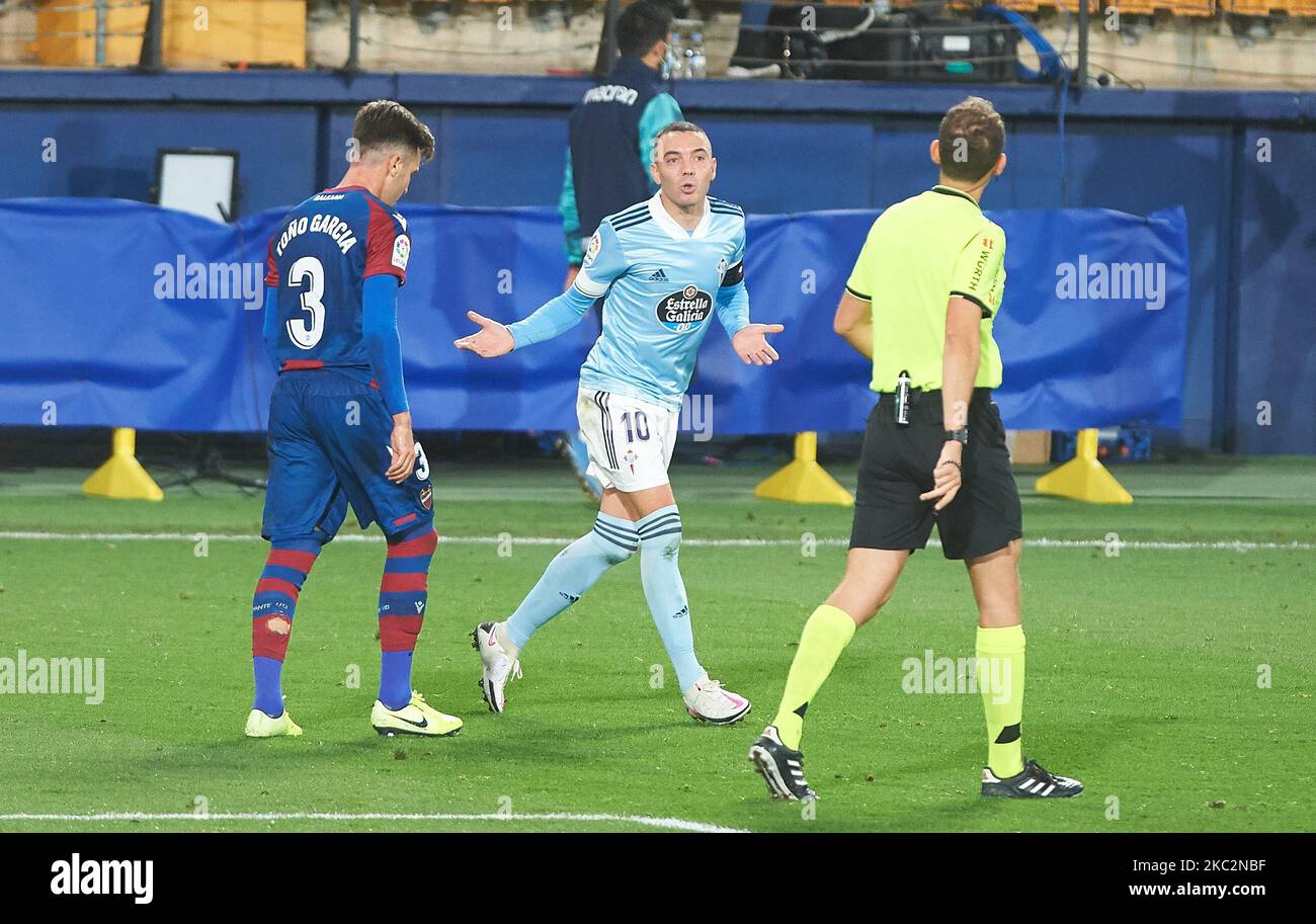 Iago Aspas of RC Celta de Vigo reacts during the La Liga Santander mach ...