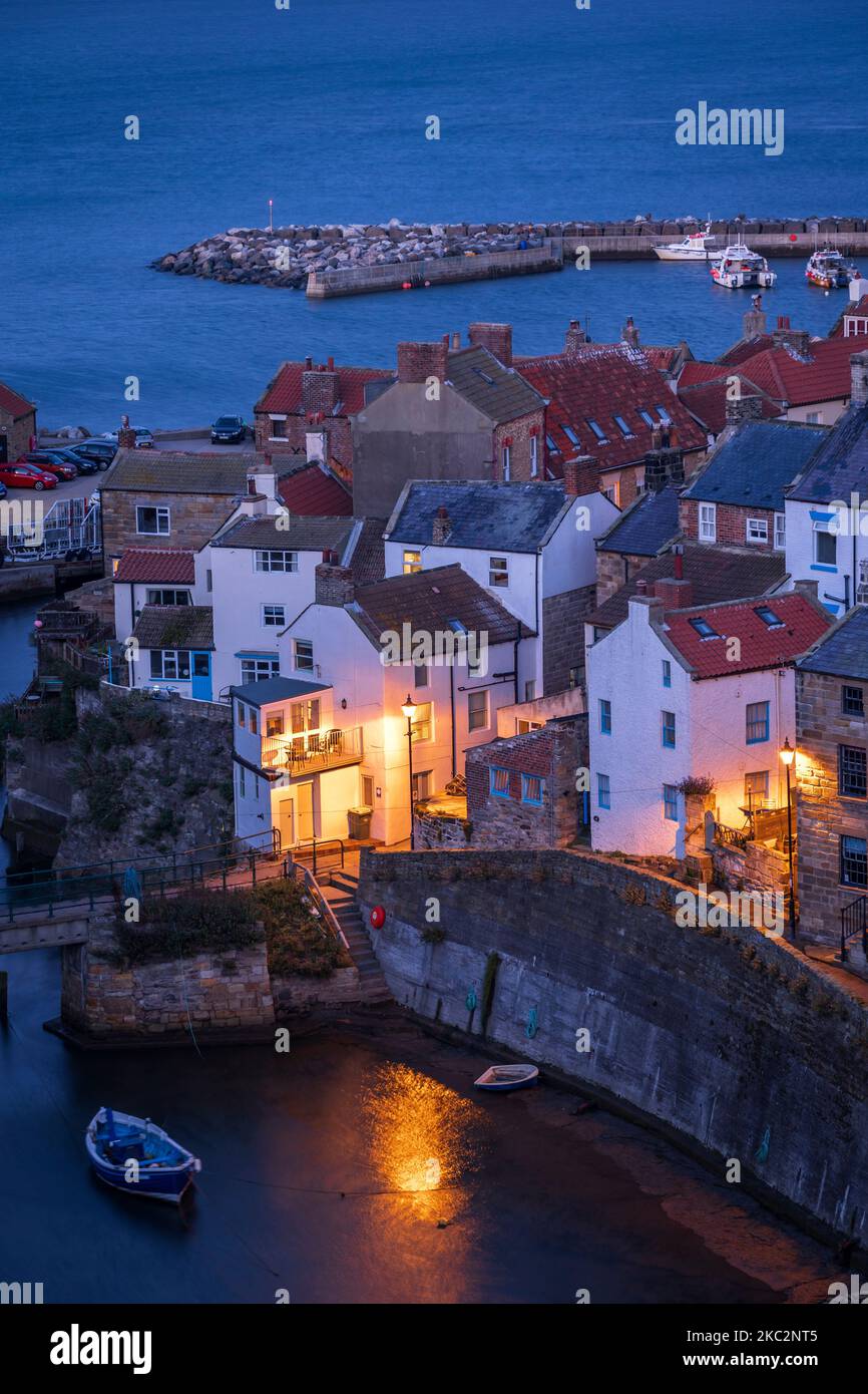 Staithes Harbour North Yorkshire England at twilight Stock Photo - Alamy