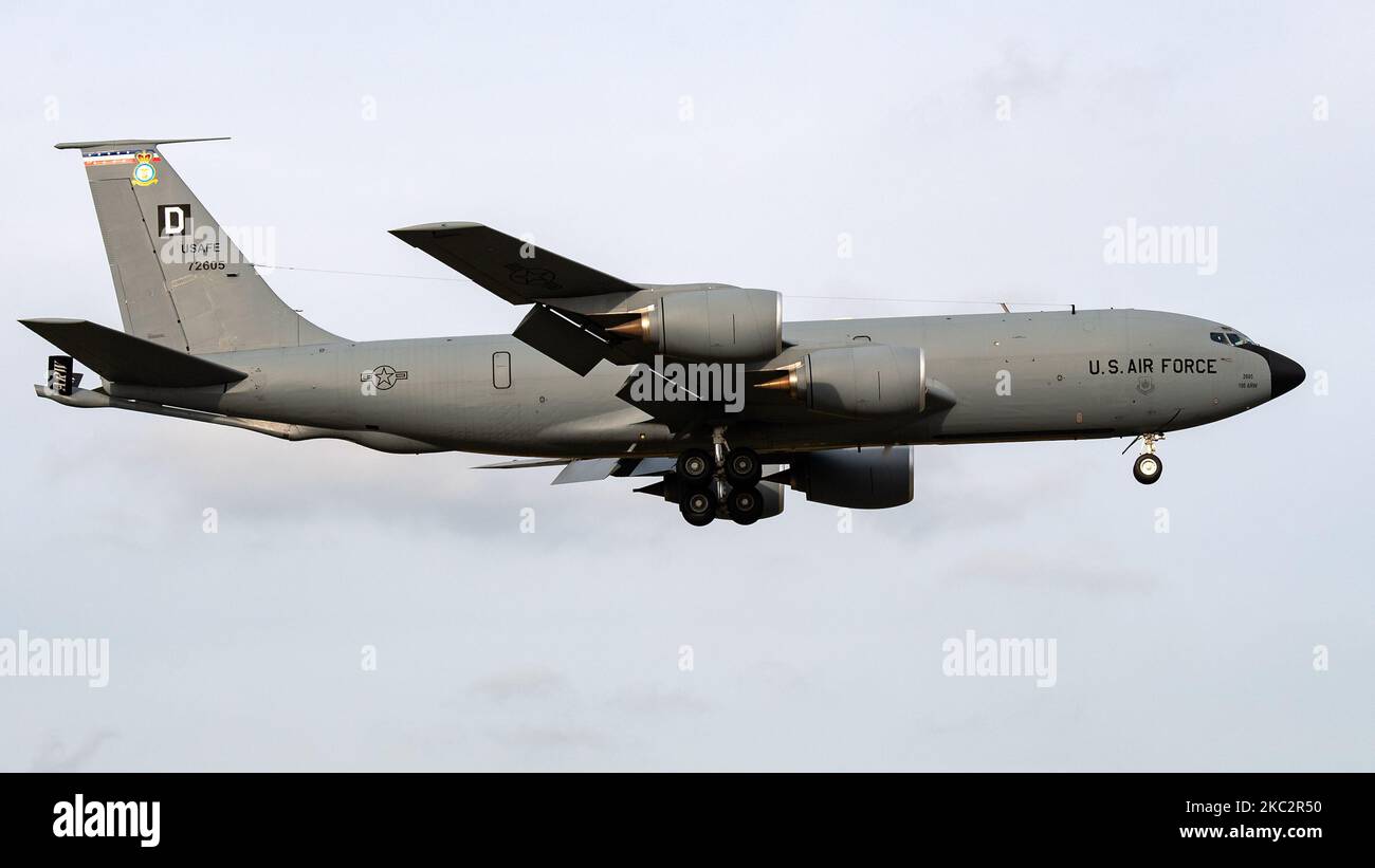USAFE Boeing KC-135R Stratotanker returns to RAF Mildenhall. Monday 19 October 2020. (Photo by ...