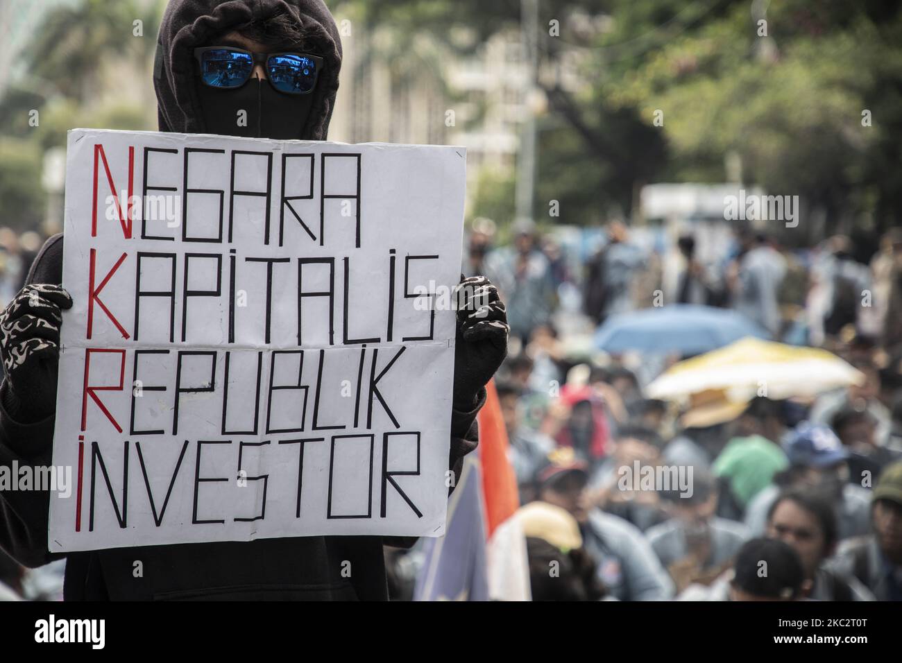 Jakarta, Indonesia, 28 October 2020 : Student with banner said "Country ...