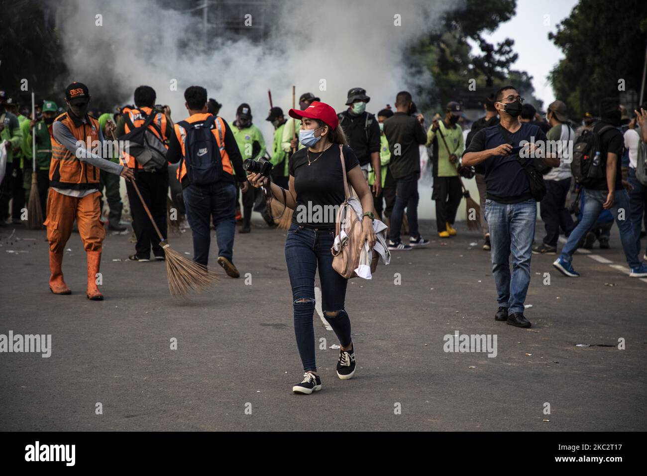 Jakarta, Indonesia, 28 October 2020 : An intelligent woman disguise ...