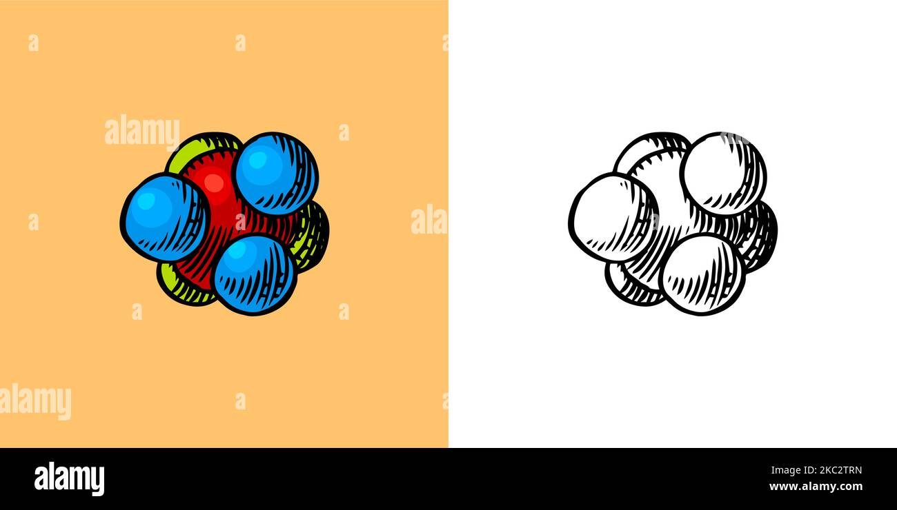 Chemical formula or molecule sketch. Medicine drawing. Vector doodle ...