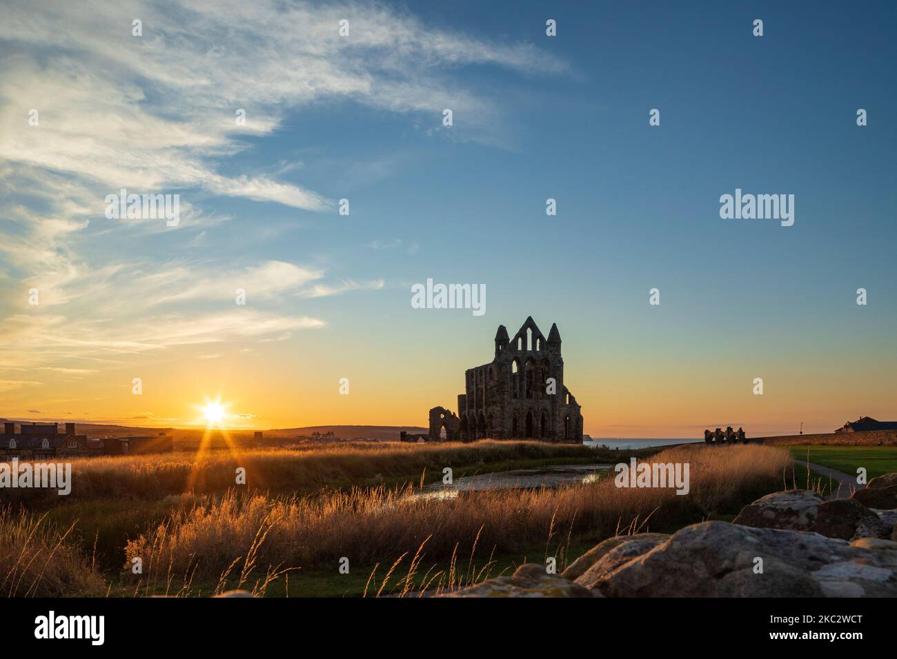 Whitby Abbey North Cliff Whitby North Yorkshire England at Sunset Stock ...