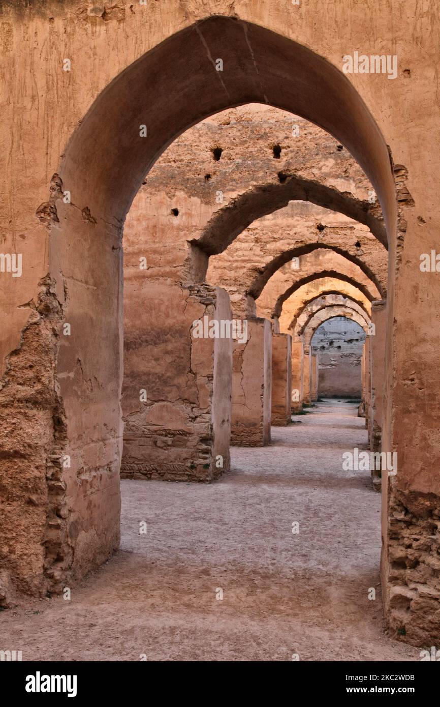 Heri es-Souani royal granary in the city of Meknes, Morocco. Heri es Souani (Heri es-Souani) is ...