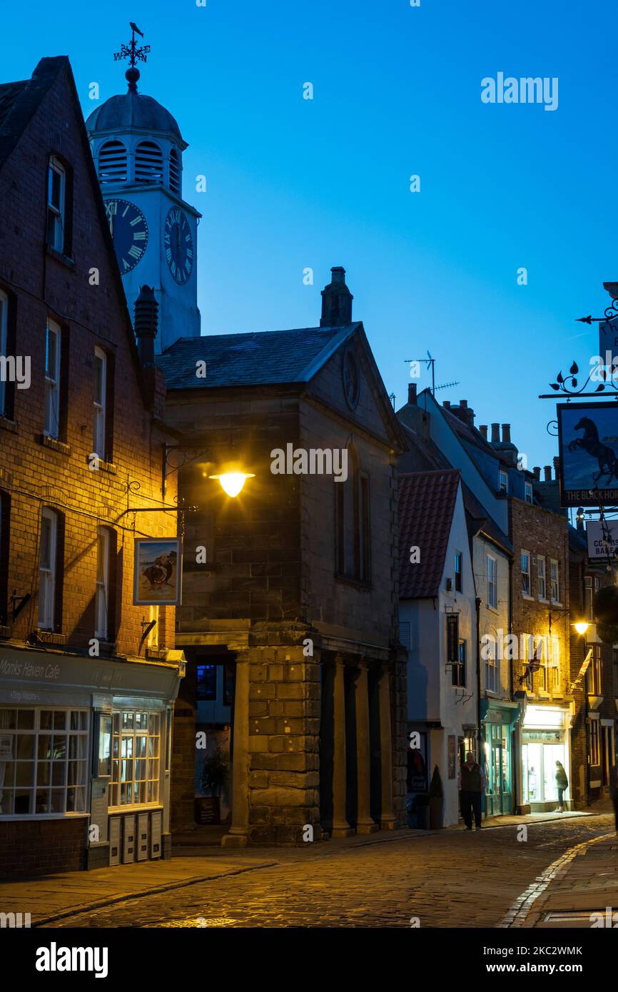 Traditional Jet Shops along Church Street with the Town Hall Clock ...