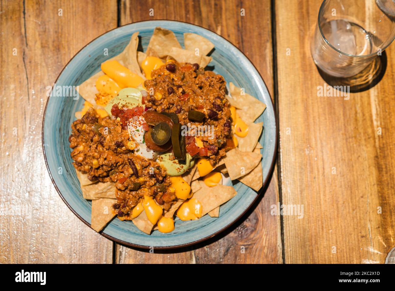 A plate of Mexican Rice with Mexican Chicken Sambal Roja, top view ...